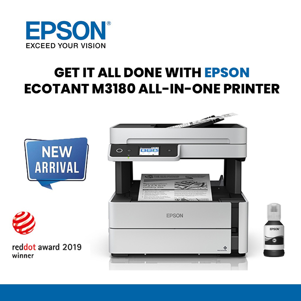 Epson EcoTank Monochrome M3180 All-in-One Duplex Wi-Fi Ink Tank Printer ...